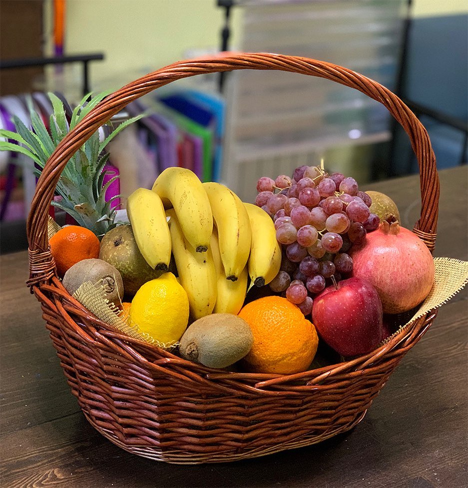 Cos Mare cu Mere, Pere, Rodie, Banane, Ananas | OkFlora